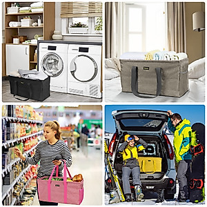 BALEINE Extra Large Utility Tote Bag with Wire Frame for Storage (Yellow, 22''x12''x10'')