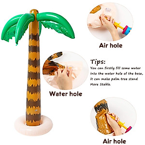 R HORSE 10 Pcs Inflatable Palm Tree Flamingo Banana Beach Ball Parrot Beach Pool Toys for Tropical Hawaiian Luau Summer Party Decorations
