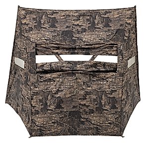 ALPS OutdoorZ Dash Camo Panel Hunting Blind with Hybrid 2 Person Ground Pop Up Design for Quick Deployment, Wide Window, and Interior Mesh Pocket, Realtree Timber