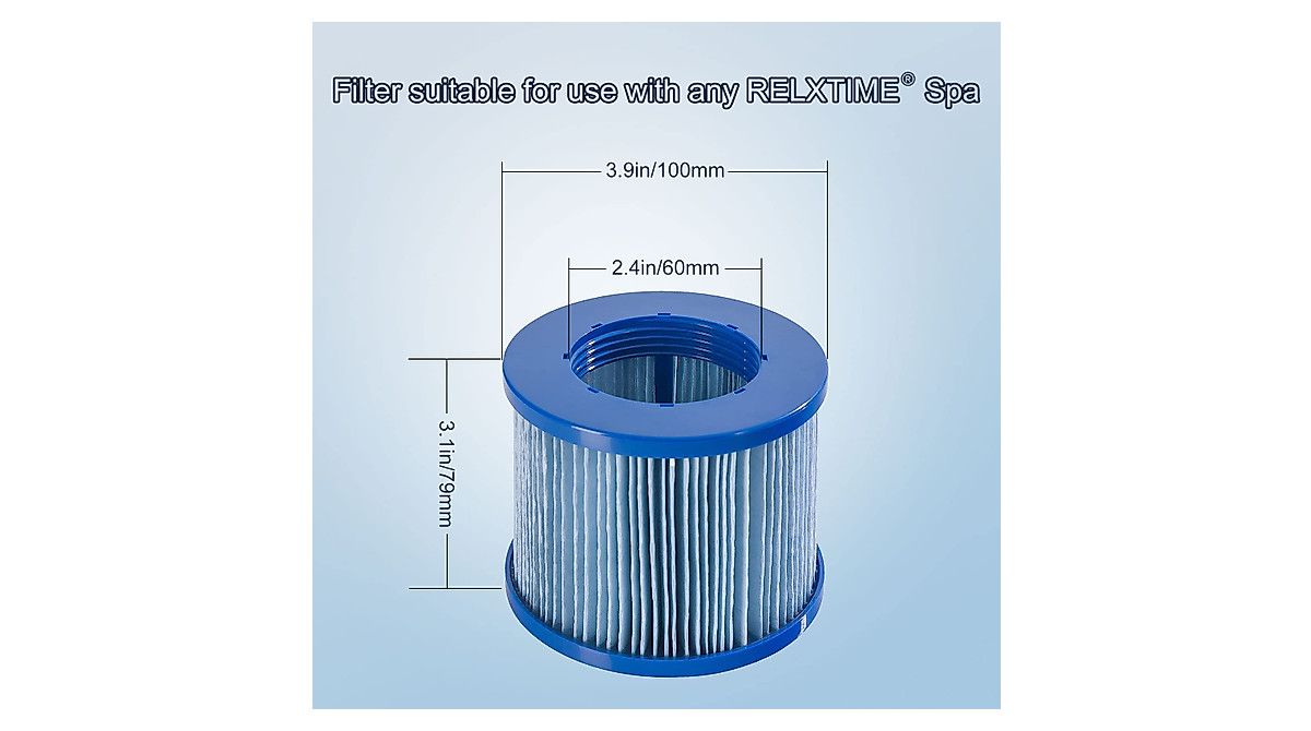 RELXTIME Blue Spa Filter Cartridges - 6 Pack