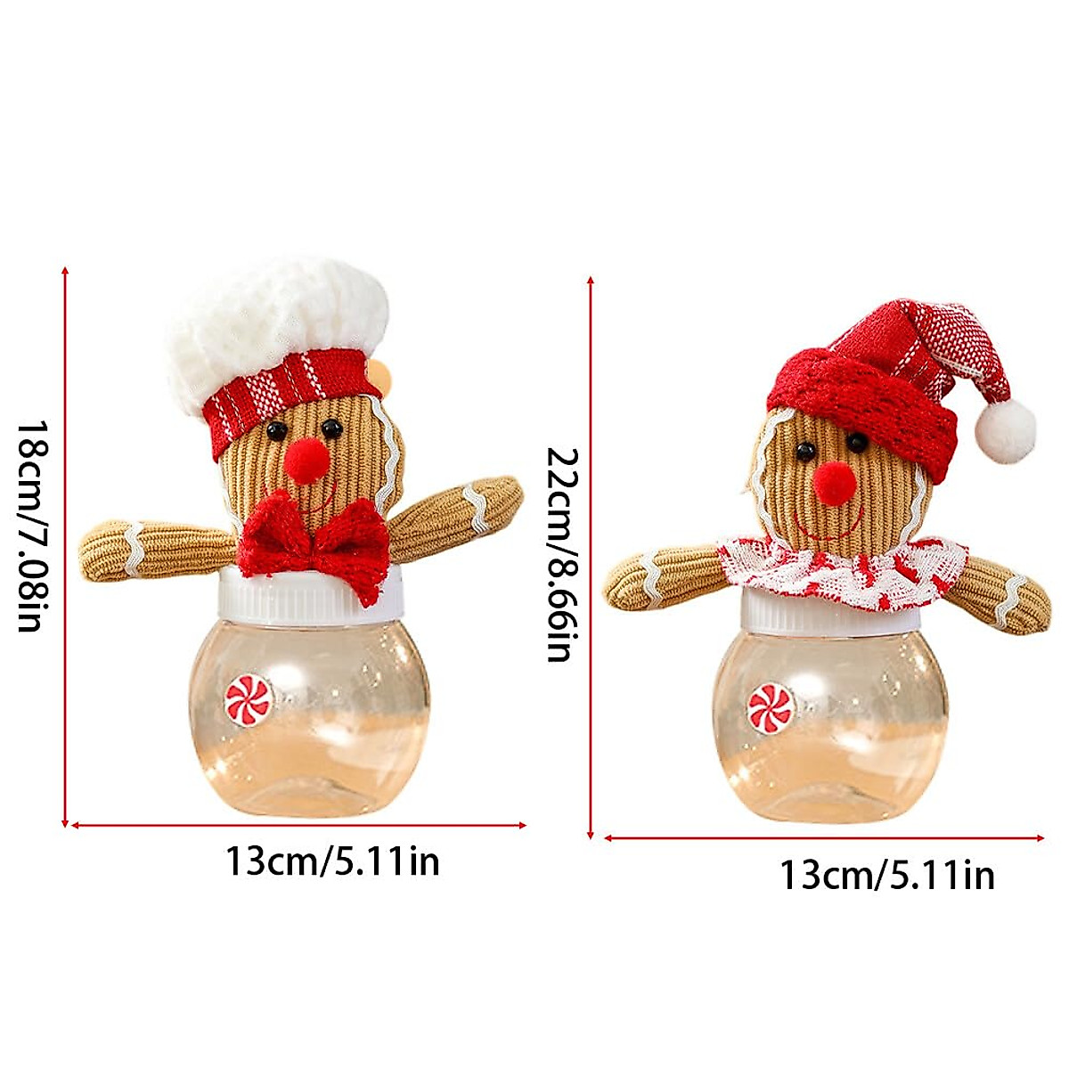 EUBUY 2Pcs Christmas Candy Jar with Gingerbread Man Shape Xmas Gingerbread Storage Organizer Xmas Cookie Jars Candy Box Christmas Party Snowman Container Gingerbread Decorations