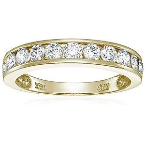 VIR JEWELS 1 cttw Diamond Wedding Anniversary Band for Women Half Eternity Diamond Engagement Ring 14K Yellow Gold Channel Set SI2-I1 Clarity Certified Size 8