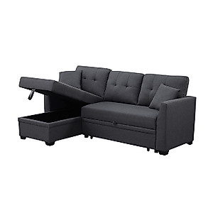 Sleeper Sofa with Pull Out Couch, Sleeper Couch with Storage Chaise, Small Sectional Sofa Lounge Couch 3 Seater Reversible Sofa Couch for Living Room, Bedroom,Apartment