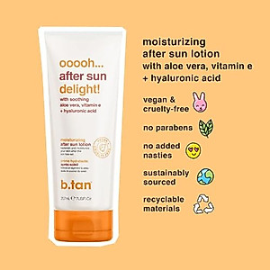 B.TAN After Sun Lotion | Ooooh Aftersun Delight - Aloe Vera & Hyaluronic Acid, Sun Burn Pure Skin Relief, Moisturizing, Soothing, Face & Body Cream, 7 Fl oz