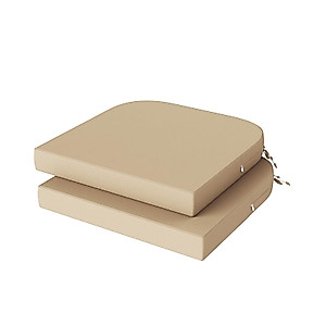 VSIWB Outdoor Chair Cushions Set of 2, Waterproof Cushions for Patio Furniture with Adjustable Straps, Round Corner Patio Chair Cushions for Yard Garden, 17"x16"x2", Beige