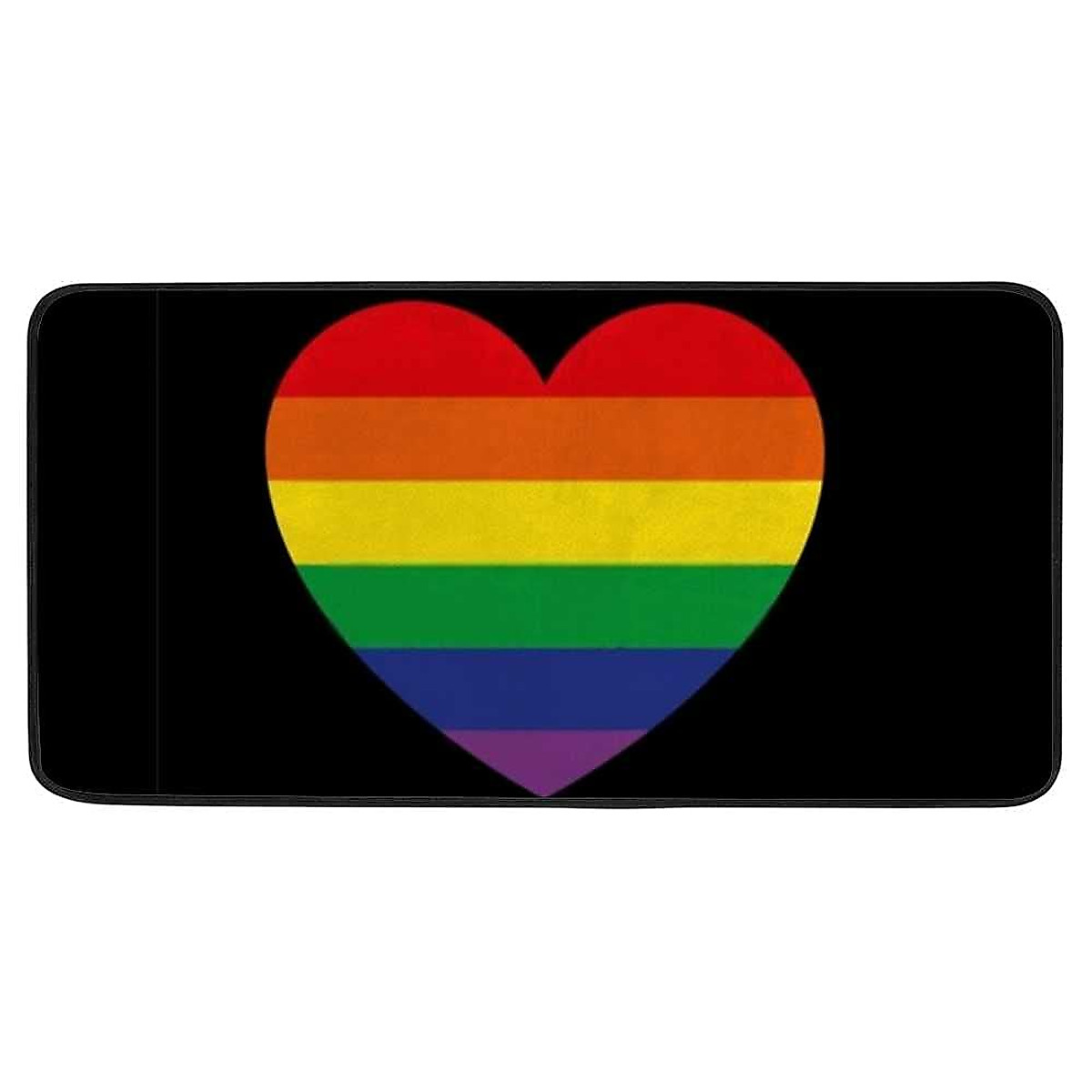 Long Kitchen Rugs Non Slip Washable Bath Mat Kitchen Runner Rug Rainbow Heart LGBT Flag Be Proud Water Absorption Quick Drying Anti Fatigue Comfort Flooring Carpet 39 x 20 inch