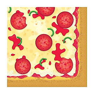 Amscan Pizza Paper Party Napkins - 6 1/2" x 6 1/2", Pack of 16, Multi-color