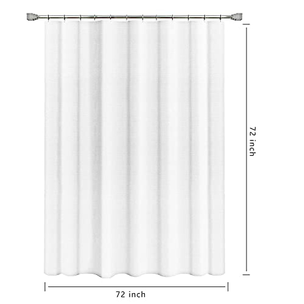 PEDBANRO White Shower Curtain - Waffle Weave Textured Fabric Shower Curtains for Bathroom, Machine Washable Waterproof Soft Cloth & Hotel Quality, Rust Resistant Grommets Weighted Bottom Hem, 72x72