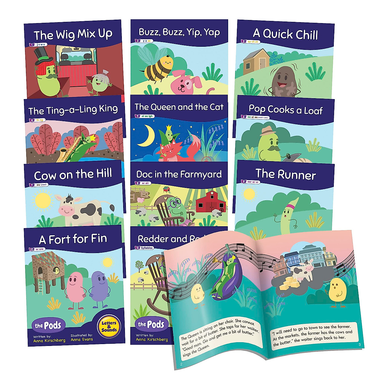 Junior Learning Decodable Readers The Pods – Phase 3 Phonics: The Science of Reading, Easy decodable Texts, Beginning Readers, with 12 Books, for Ages 5+, Grade K