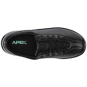 Apex Women's Liv Leather Lace-Up Black Sneaker, 8.5 X-Wide