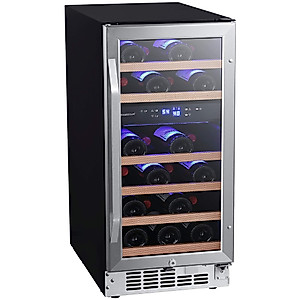 EdgeStar CWR263DZ 15 Inch Wide 23 Bottle Built-In Wine Cooler with Dual Cooling Zones