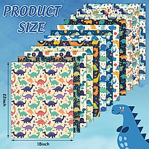 JarThenaAMCS 12Pcs Dinosaur Themed Cotton Fabric Bundles Cartoon Dinosaur Fat Quarters Cute Quilting Patchwork for DIY Craft Home Party Decor, 18 x 22 Inch