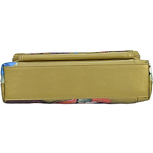 Anuschka Women’s Genuine Leather Shoulder Organiser - Hand Painted Exterior - Dreamy Floral