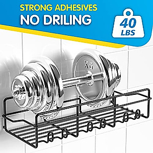 Coraje Adhesive Shower Caddy, [2-Pack] Shower Organizer, Large Capacity Rustproof Shower Shelves, Stainless Steel Bathroom Shower Organizer, Shower Shelf for Inside Shower, Black