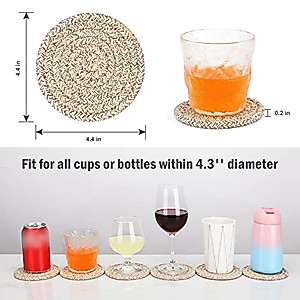 ABenkle 8 Pcs Drink Coasters with Holder, Cotton Woven Absorbent Coasters for Drinks, Minimalist Home Decor Coaster Set for Wooden Tabletop Protection Table, 4 inches Mixed Brown