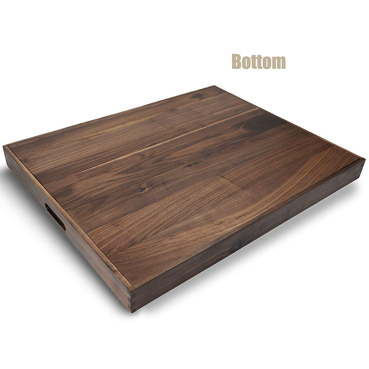 MAGIGO 30 x 24 Inches Extra Large Rectangle Black Walnut Wood Ottoman Tray with Handles, Serve Tea, Coffee Classic Wooden Decorative Serving Tray