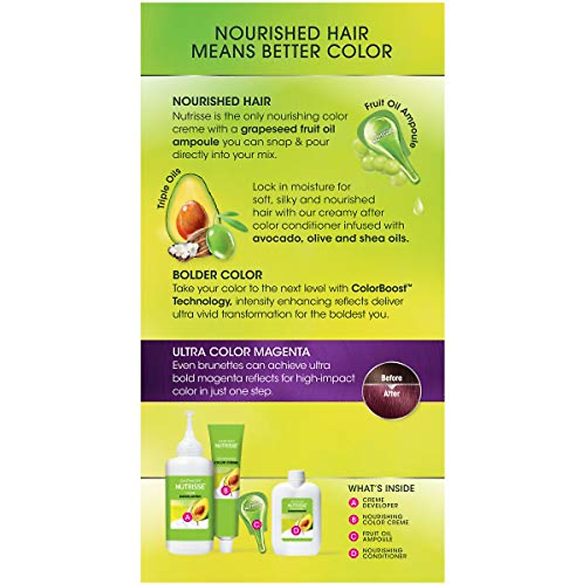 Garnier Hair Color Nutrisse Ultra Color Nourishing Hair Color Creme, Sweet Grenadine M2, 1 Count