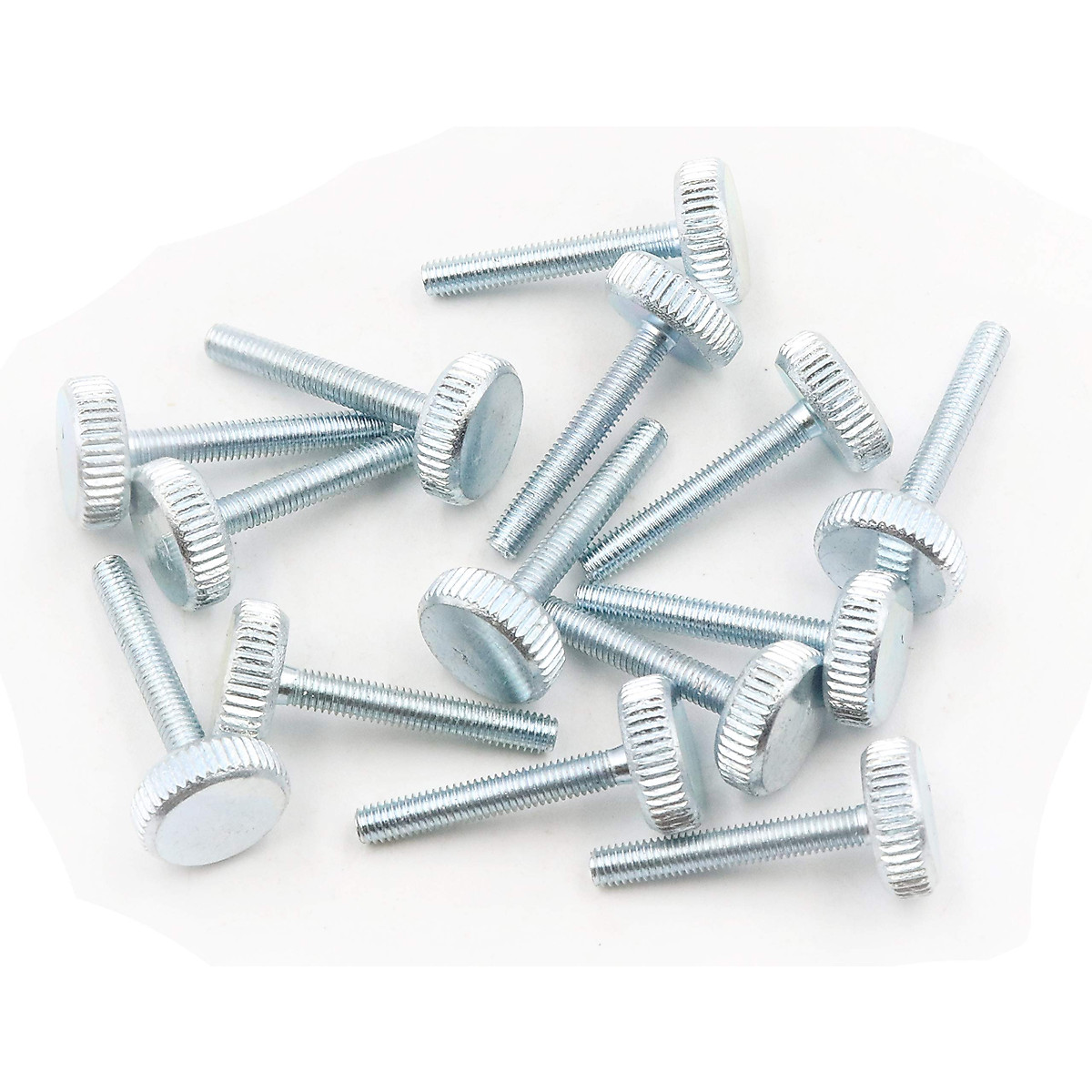 LBY 30pcs Knurled Hand Screw, M3 x 20mm Flat Knurled Head Fully Threaded Thumb Screws(Single Layer Step), Carbon Steel Galvanize