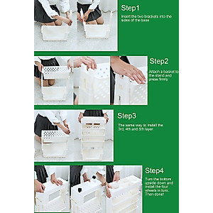 CINPIUK Rolling Office Paper Organizer, Mobile Book Cart Document Folder File Storage with Pen Holder, Slim Rolling Storage Cart Movable Bookshelf for Office, Dorm, Classroom, Nursery, White