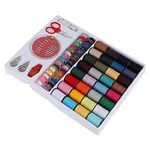 Jeanoko Sewg 64pcs 24×19×2 64pcs Colorful Hand Machine Sewing Thread Set Clothes String Spool Box Fr-197