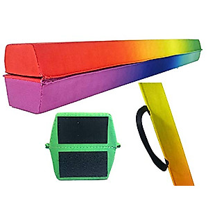 PreGymnastic Folding Balance Beam 8FT/9.5FT -Extra-Firm Suede Cover with Shinning Sticker and Carry Bag for Home/School/Club/Travel