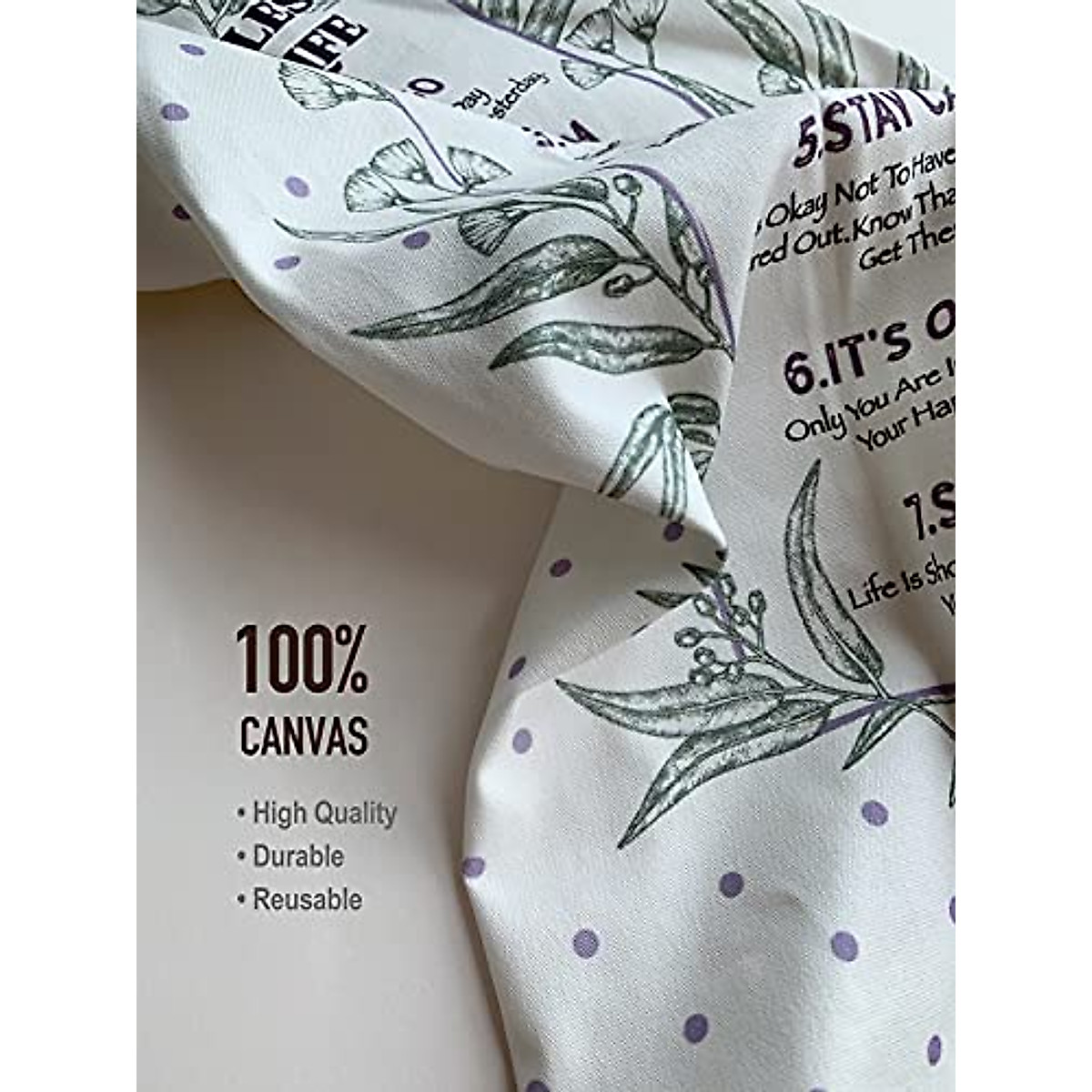 Hglian Inspirational Grocery Plastic Bag Holder Dispenser 7 Rules of Life Plastic Bag Organizer Canvas Shopping Trash bags Storage Container Motivational Quotes farmhouse Kitchen Décor Greenery