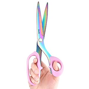Fabric Scissors, 9" Titanium Coating Sewing Scissors, All Purpose Sharp Heavy Duty Fabric Scissors for Cutting Clothes Leather Classic Stainless Steel Professional Fabric Shears for Tailor Home, Pink