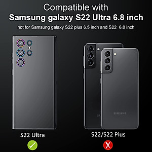 Hoerrye Camera Lens Protector for Samsung Galaxy S22 Ultra, Scratch-Proof, Drop-Proof Alloy Phone Screen Camera Cover Protection for 6.8'' Accessories - Black