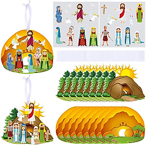 Civaner Make an Easter He Lives Sticker Scenes Religious Easter Stickers Craft Kit for Kids Resurrection Stickers Tree Ornaments Office Christian Jesus Stickers He is Risen Hanging DIY Art(16 Sets)