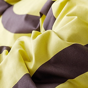 SUSYBAO Queen Size Duvet Cover 100% Cotton Yellow Green Striped Duvet Cover 3 Pieces Set 1 Brown Wavy Stripe Duvet Cover with Zipper Ties 2 Pillowcases Soft Vintage Aesthetic Geometric Bedding