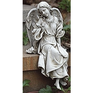 Joseph's Studio by Roman Inc, Sitting Angel Facing, Garden Collection, Religious Statue, Holy Family, Memorial, Angel, Patron Saint, Garden Décor (5x6x12)