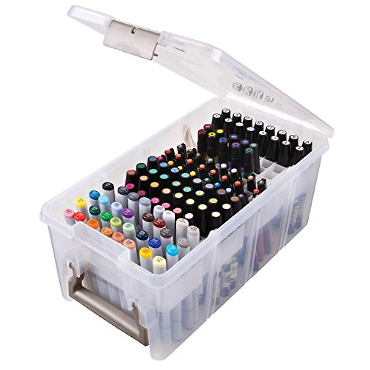 ArtBin Art Bin 6925AA Semi Satchel & ArtBin 6934AB Satchel with Marker Tray, Art & Craft Organizer, [1] Plastic Storage Case, Clear, 15.25 x 8 x 6.25, Translucent