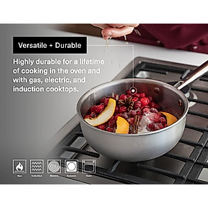 Misen Premium Saucier Pan with Lid & Stay Cool Handle - 5-Ply Stainless Steel Cookware - Gas, Electric & Induction Cooking, Thick Bottom, Nonstick Interior, Heats Evenly - 3 Quarts