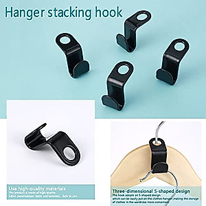 60 Pcs Clothes Hanger Connector Hooks Space Saving Hanger Extender Clips Plastic Hooks Cascading Hangers Space Saving Organizer Hook for Heavy Clothes Closet Home Decors (Black,60 Pieces)