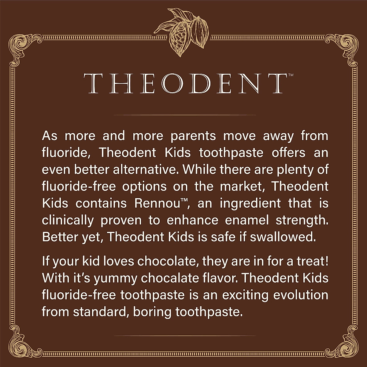 Theodent Fluoride-Free, Natural, Kids Toothpaste, Chocolate Chip Flavored (3.4 Ounces, 96.4 Grams)