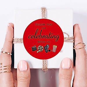 MAGJUCHE Movie Night Thank You Stickers, Cinema Theater Themed Birthday or Other Party Favor Sticker Labels, 2 inch, 40-Pack