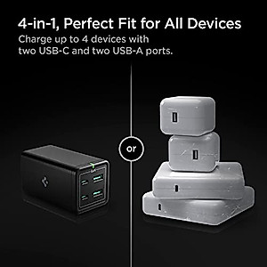 USB C Charger, Spigen 120W [GaN III] 4-Port USB C Charging Station, 100W via USB-C PD Type C Fast Charging Hub for MacBook iPad M2 M1 Pro Air iPhone Galaxy HP Dell XPS ASUS Chromebook USB-C Laptop