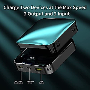 T-CORE USB C Portable Charger 22.5W Fast Charging,one of The Smallest and Lightest 10000mAh External Battery Compact Power Bank for iPhone14 13 11 12pro max,Samsung S20/21…-Black