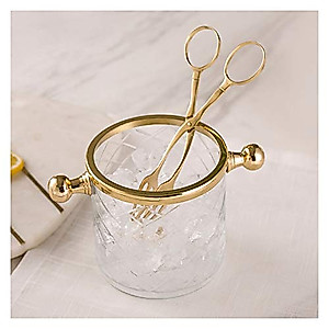 MAJHER Ice Bucket, Ice Bucket, Handmade Brass Glass Ice Bucket with Ice Clip Dining Table Cooler Wine Wine Rack Ice Bucket Champagne Can Cooler Wine Chiller Bucket Bucket