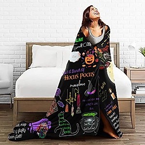 Hocus Pocus Blanket Halloween Throw Flannel Fleece Blankets Sanderson Sisters Soft Plush Blanket for Couch Sofa Bed Home Decorations 50"x40"