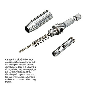 HIFROM Door Drill Bit Set with Automatic Center Punch,Doors Self Centering Hinge Tapper Core Drill Bit Set,Hole Puncher Woodworking Tools 5/64" 7/64" 9/64" 11/64" 13/64" 5mm 1/4"