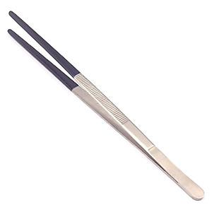 DDP NEW TWEEZERS RUBBER PVC COATED TIPS 10" STAINLESS STEEL FORCEPS STEAM ULTRASONIC CLEANING