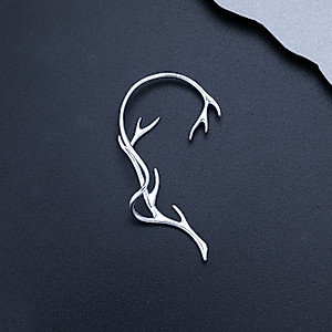 Reffeer Platinum Plated Copper Cartilage Cuff Earring Non Piercing Wraps for Women Clip Ons Earring Climber (Platinum Plated(Left))