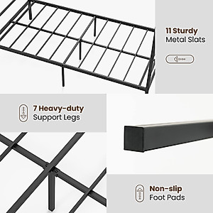 Giantex Twin Size Metal Canopy Bed Frame, Modern Platform Bed Frame with 4 Poster & Headboard, Mattress Foundation with Sturdy Metal Slat Support, No Box Spring Needed, Easy Assembly, Black