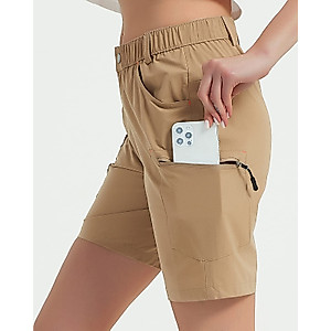 Nomolen Women's Hiking Cargo Shorts Lightweight Quick Dry Outdoor Golf Travel Shorts for Women with Zipper Pockets UPF 50+