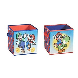 Idea Nuova Nintendo Super Mario 2 Piece Collapsible Storage Cubes, 10"x10"x10"