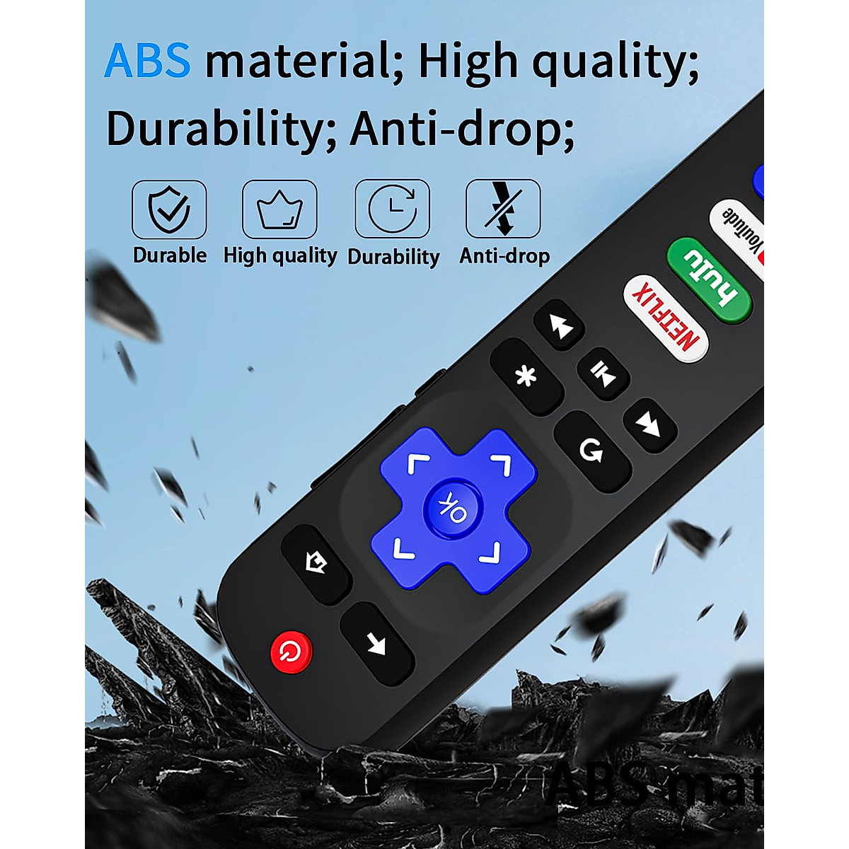 (Pack of 2) Replacement Remote Control for Roku TV,for TCL/Hisense/Sharp/Philips/Onn/Element/Insignia Roku TV,with Shortcut Buttons Netflix/YouTube/Hulu/Disney+ (NOT for Roku Stick or Box)