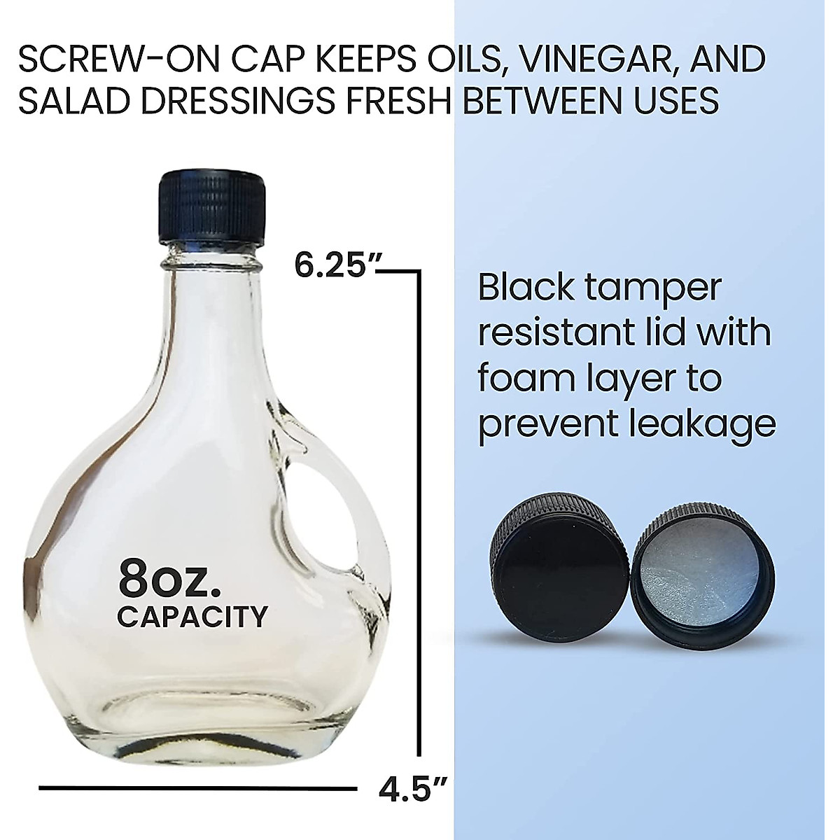 Cornaby's Clear Glass European Styled Bottles - Set of 3, 8oz w/Lid & Gold Seal | Perfect for Gourmet Gift Giving, Salad Dressings, Homemade Juice storage, Oil Cruet, Syrup Dispenser, DIY Project