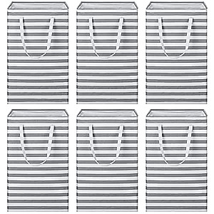 6 Pcs Laundry Hamper 75L Large Collapsible Laundry Baskets Freestanding Dirty Clothes Hamper Waterproof Clothes Hampers Organizer with Easy Carry Handles for Laundry Clothes Bedroom (Gray, White)