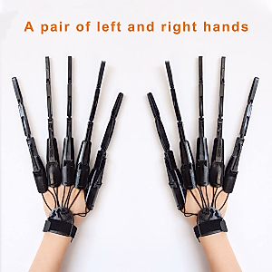Thafikzi Halloween Gloves Wearable Skull Fingers Articulated Finger Extensions A Pair of Halloween Devil Claws Cosplay Ghost Hands Fit for All Finger Fake Fingers Can Be Flexibly Bent (Black)